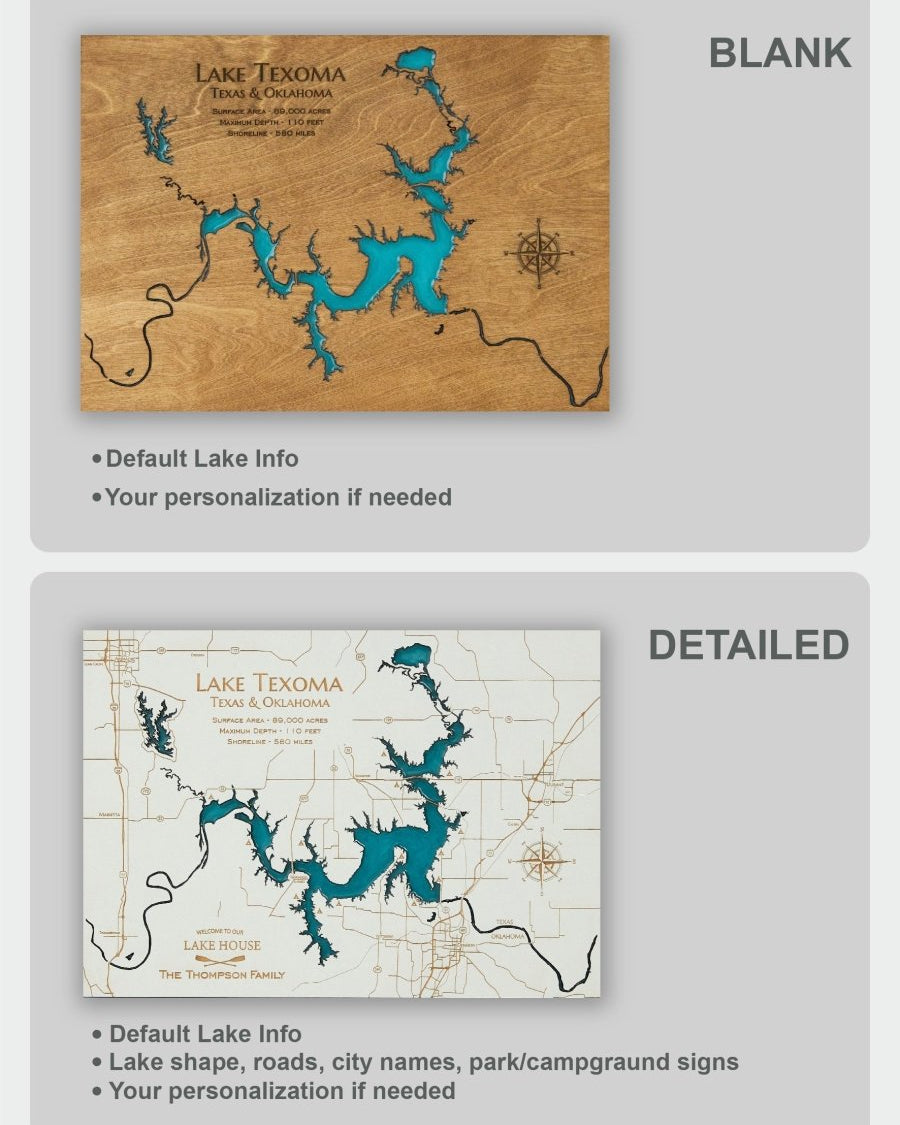 Custom Wooden 3D Lake Map With Epoxy Resin - Smithville Lake